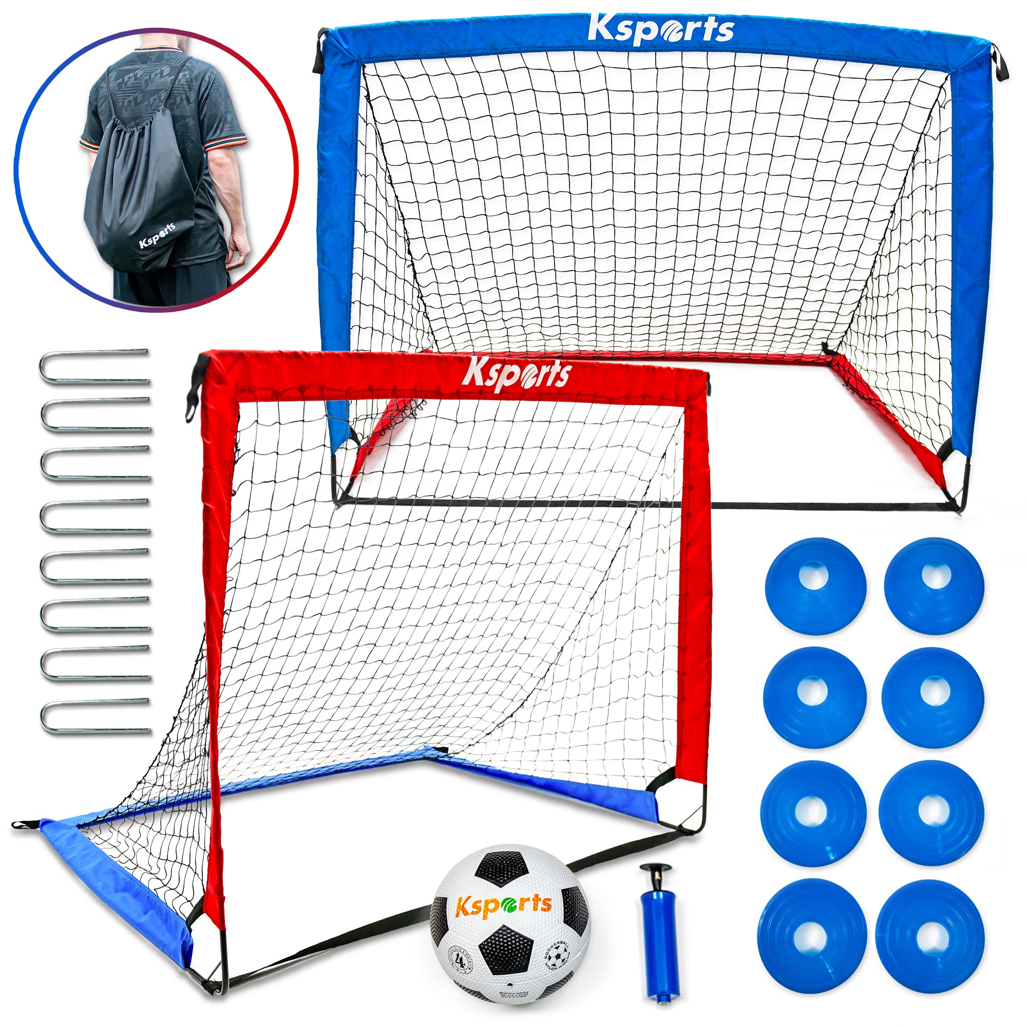 Ksports Soccer Nets Bundle 4ft Blue/Red 2 Nets (KSU7001)